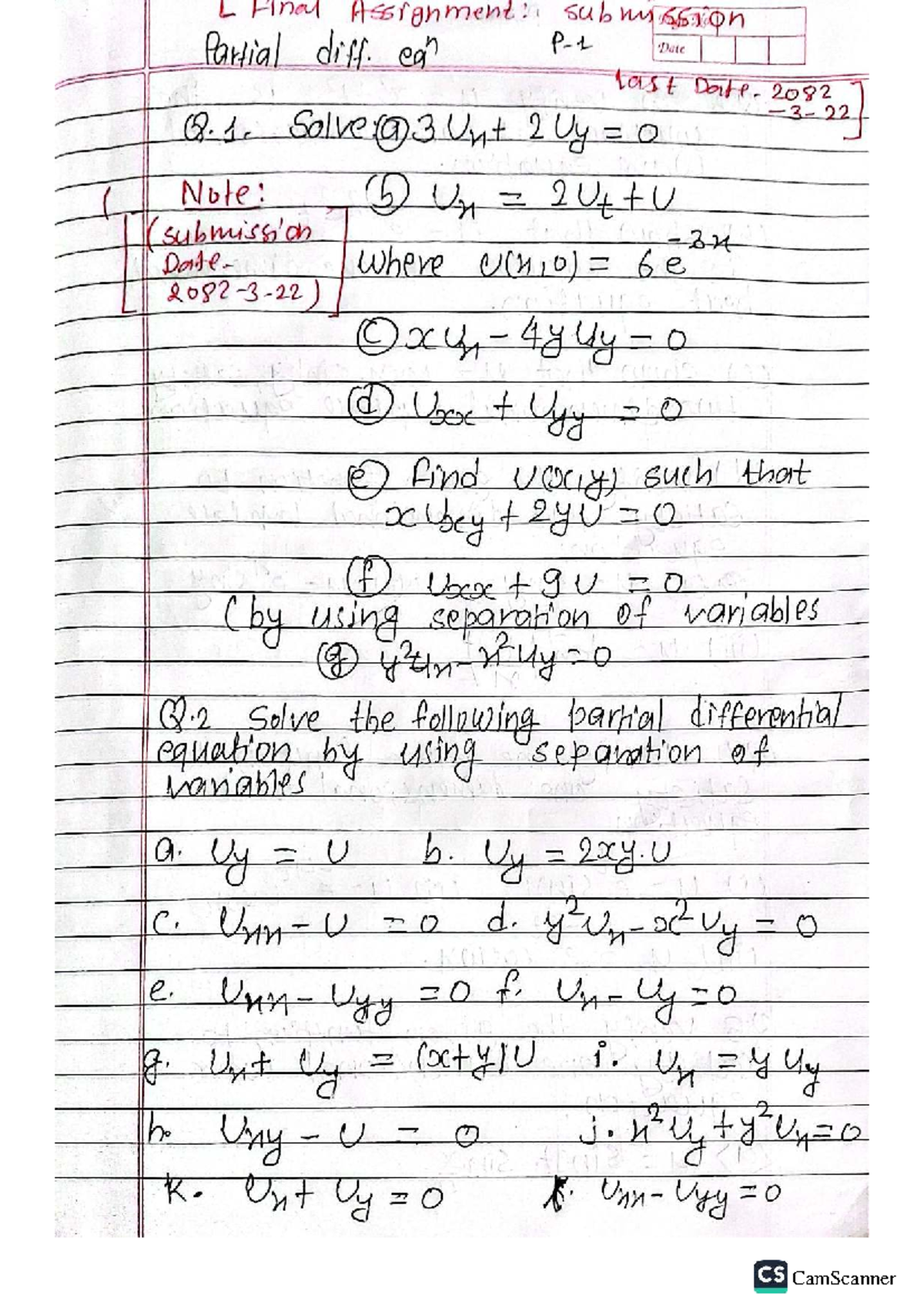 Final Assignment: Applied Maths on Partial Differential Equations - Studocu