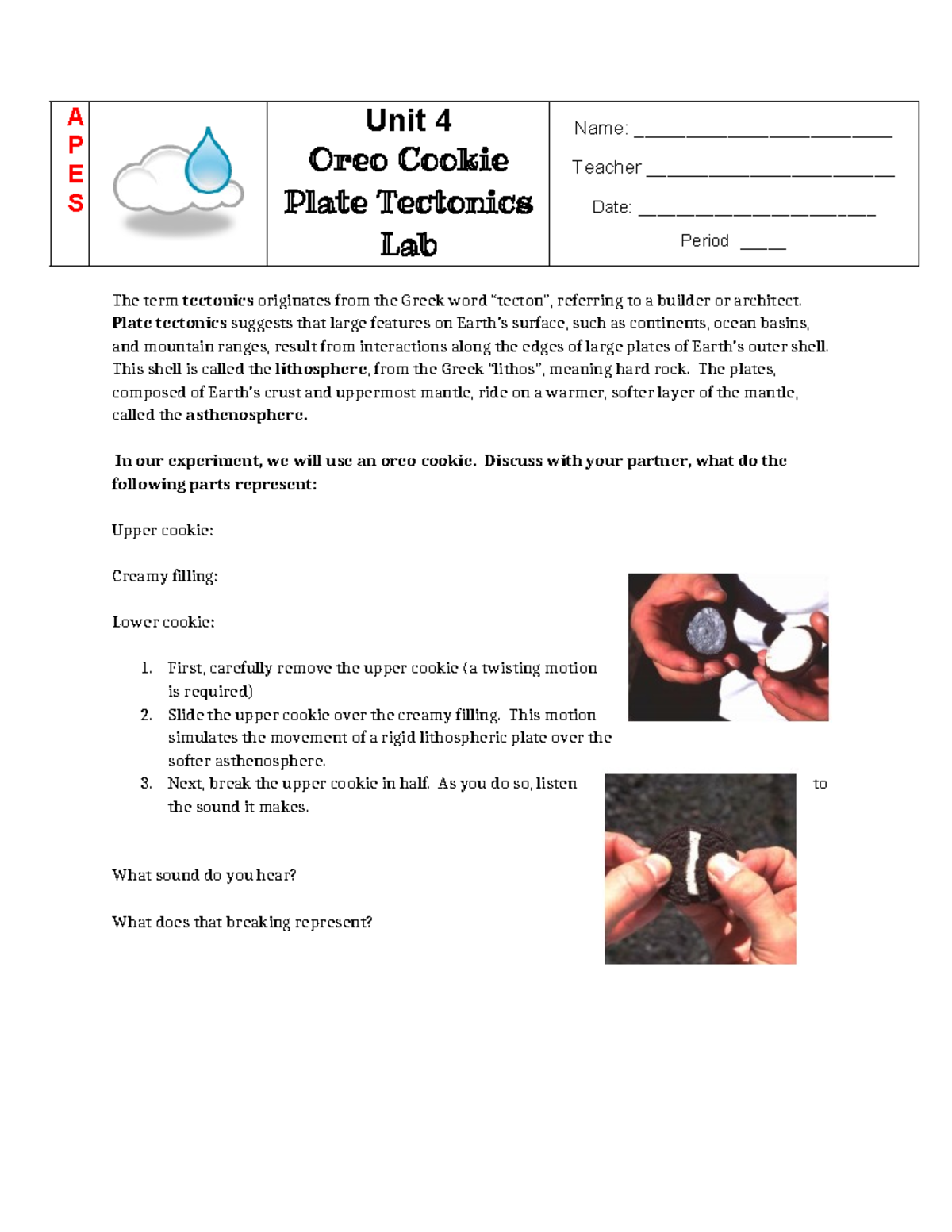 4.1 Oreo Lab on Plate Tectonics with FRQ 2021 Analysis - Studocu