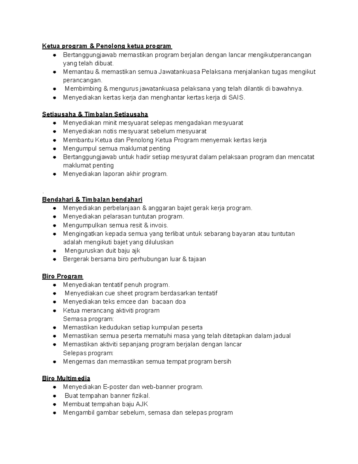 SKOP Tugasan Senarai AJK Program Sulam 2023 - Studocu