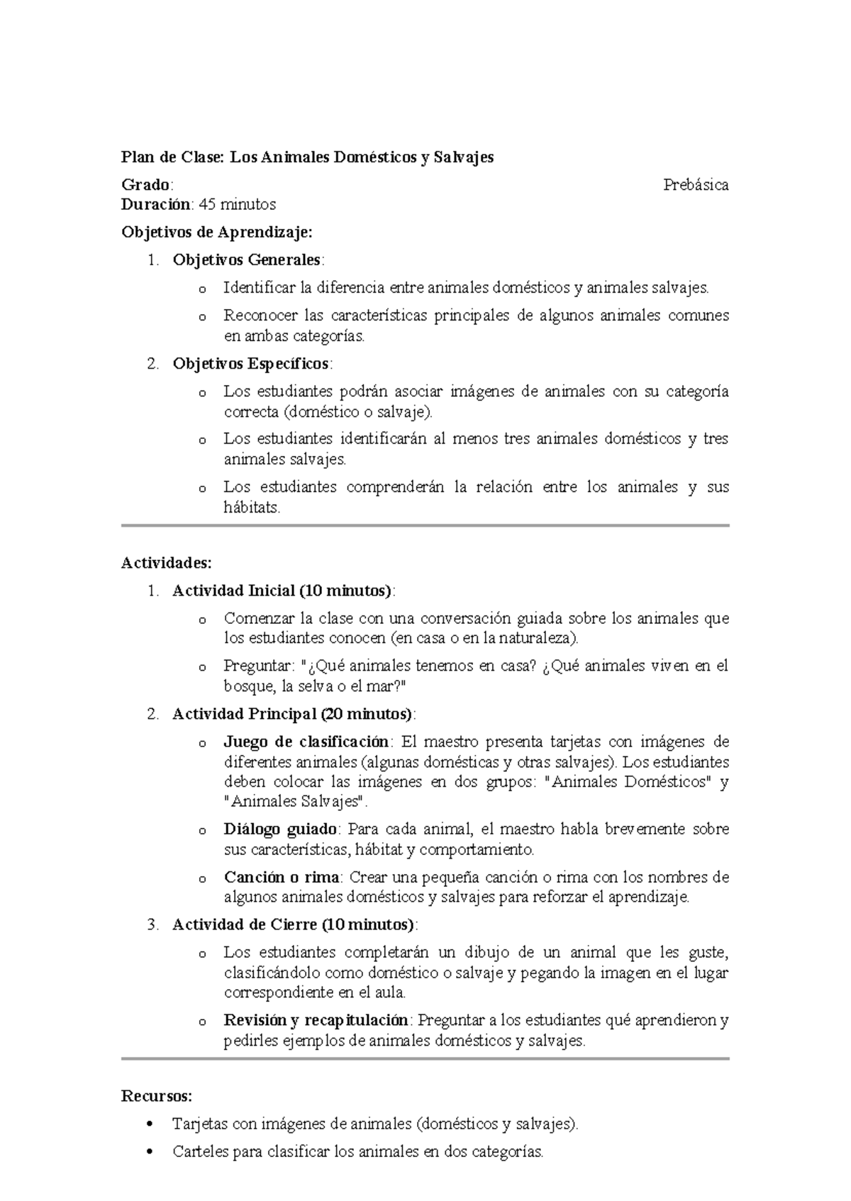 Actividades Módulo 3 Unidad 2 - Plan de Clase: Los Animales Domésticos ...