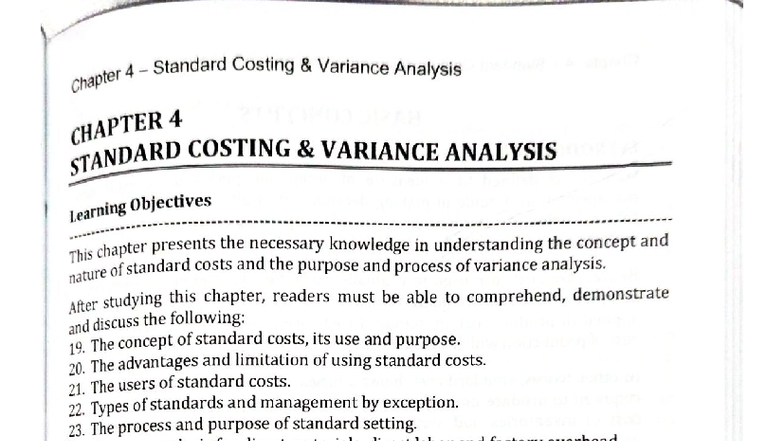 Chapter 4: Standard Costing Variance Analysis (ANDA 44) - Studocu