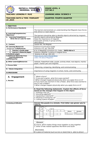 Science 4 DLP - none - School Dr. Domingo G. Abcede Elementary School ...