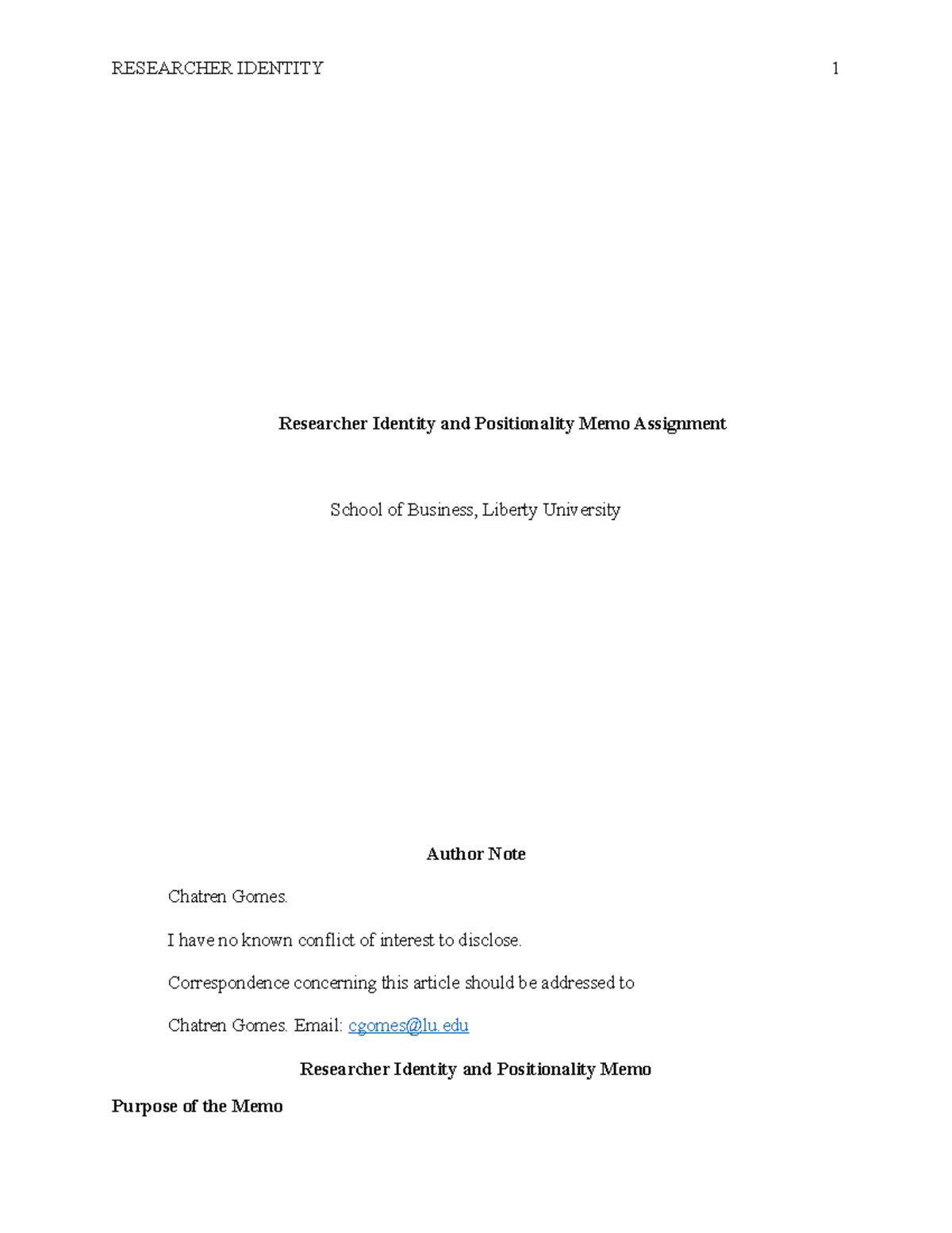 Researcher Identity & Positionality Memo (BUS 101) - Studocu