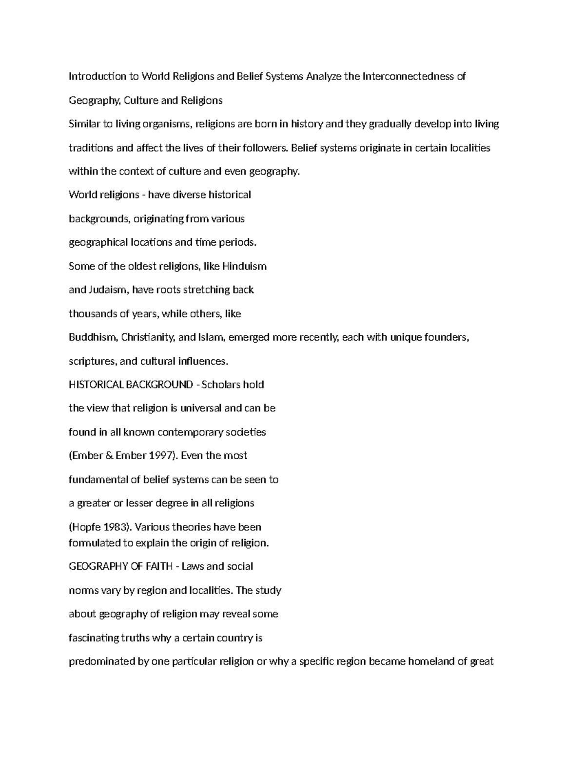 World Religions & Belief Systems: Interconnectedness of Culture ...