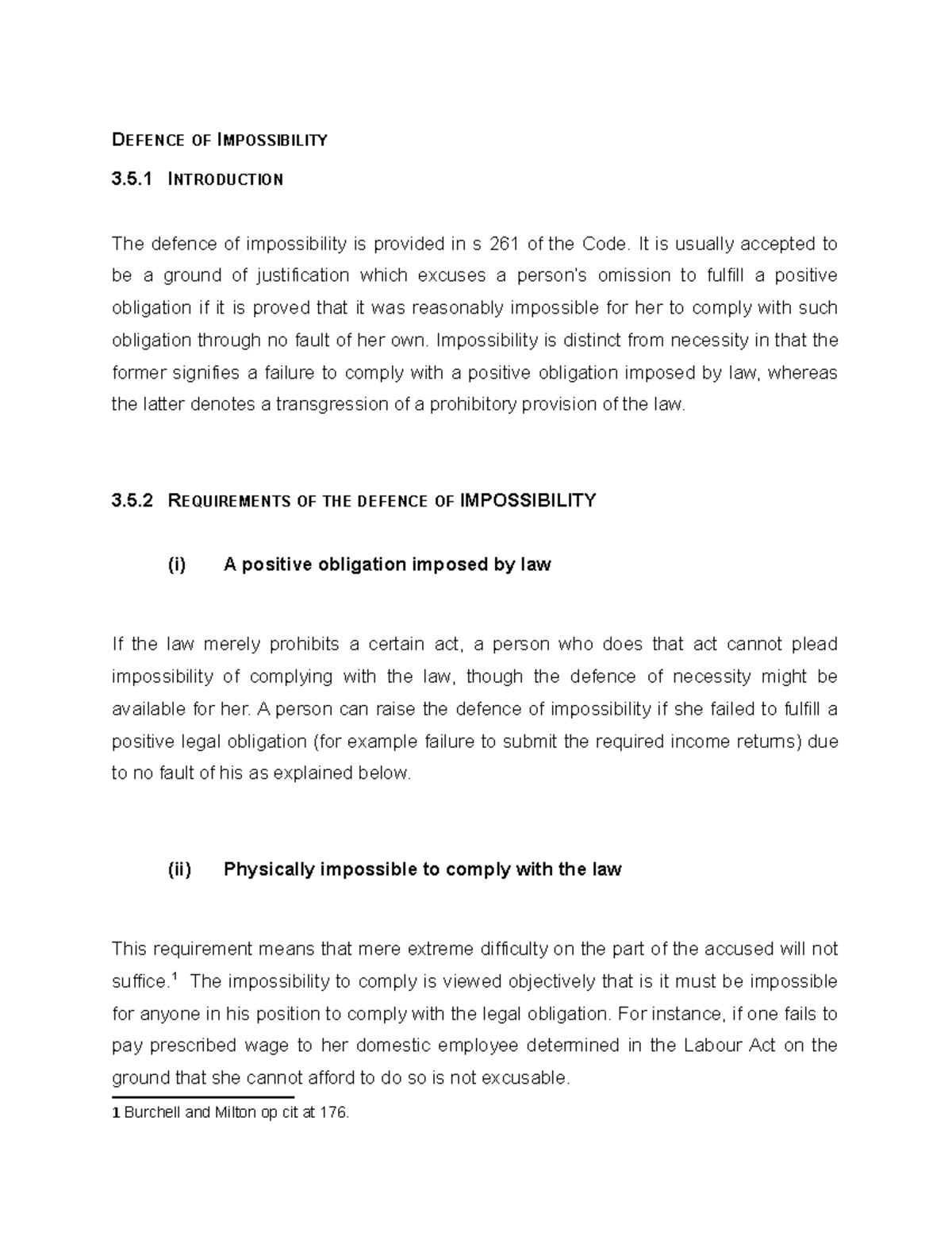 Defence of Impossibility: Criminal Law Lecture Notes (Topic 4) - Studocu