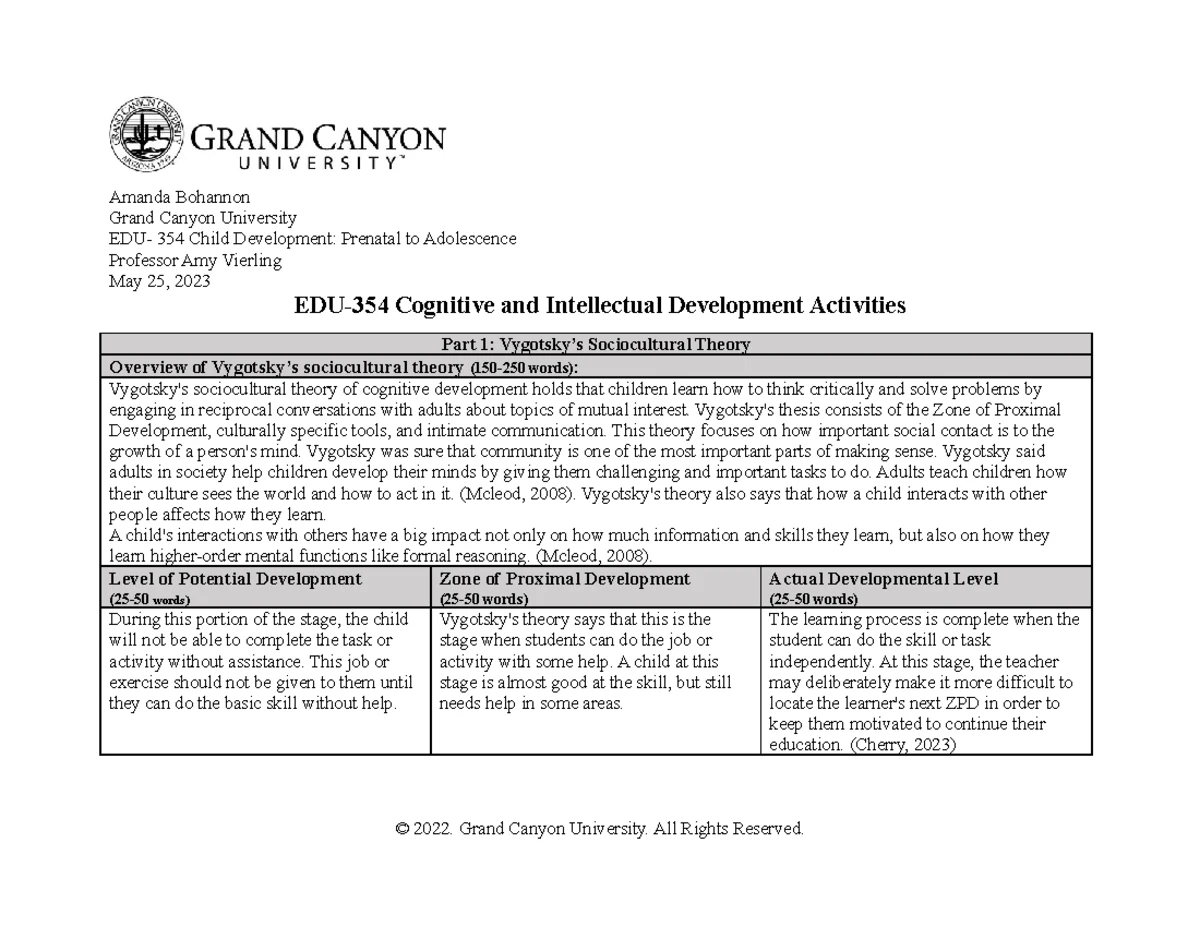 EDU 354 - Childhood to Adolescence Development Presentation Overview ...