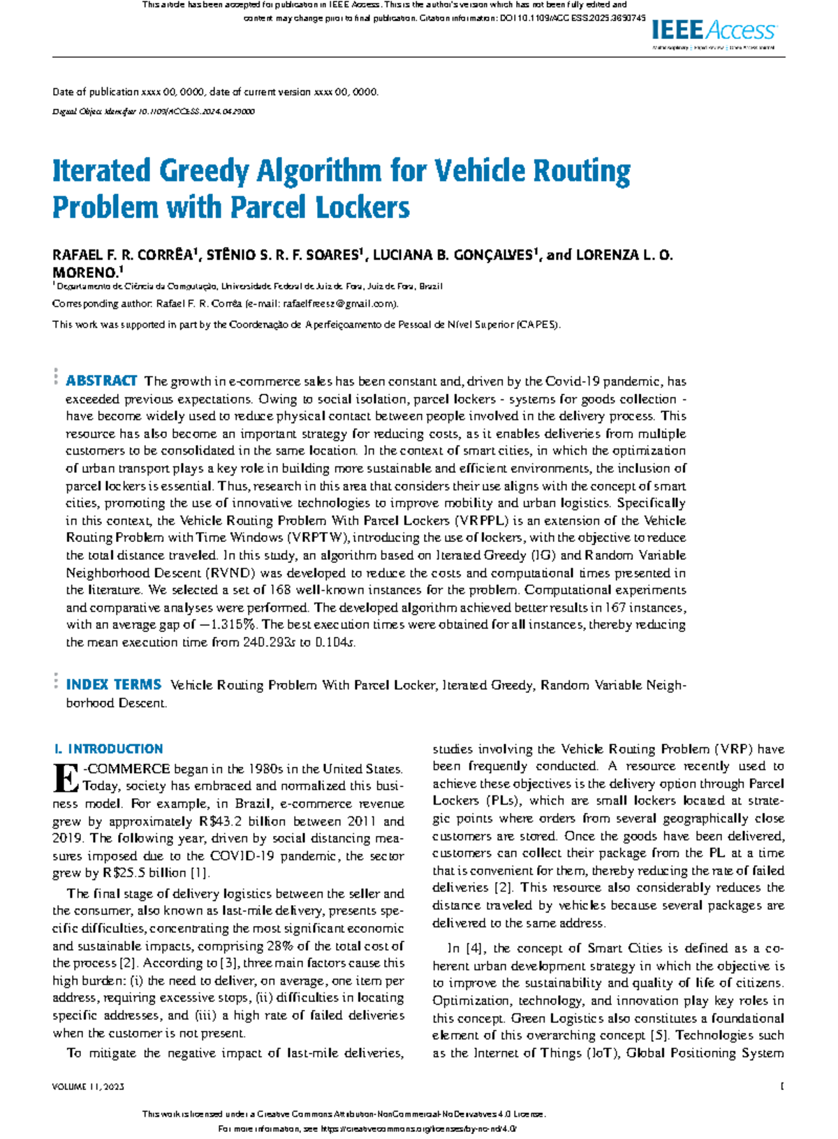 Iterated Greedy Algorithm for Vehicle Routing Problem with Parcel ...