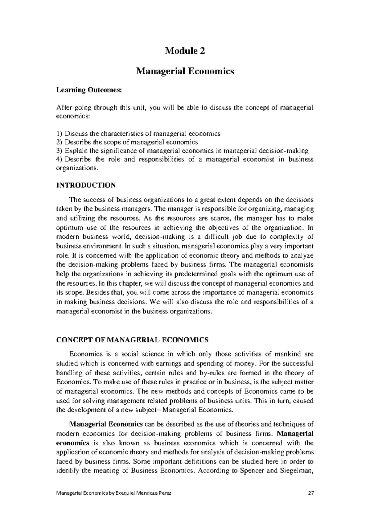 Module 2 Managerial Economics - Module 2 Managerial Economics Learning ...