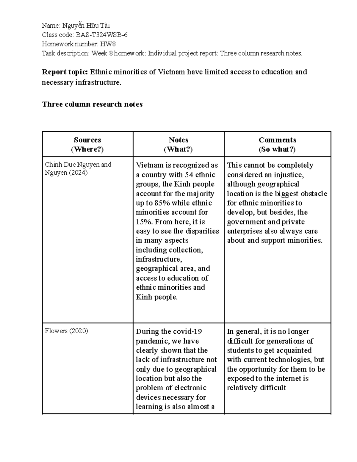 BAS-T324WSB-HW8 Three Column Research Notes on Ethnic Minorities in ...