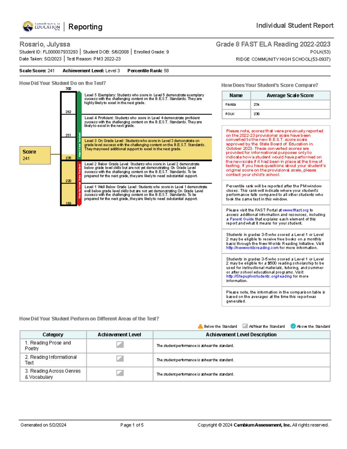 Grade 8 FAST ELA Reading - Rosario, Julyssa Grade 8 FAST ELA Reading ...