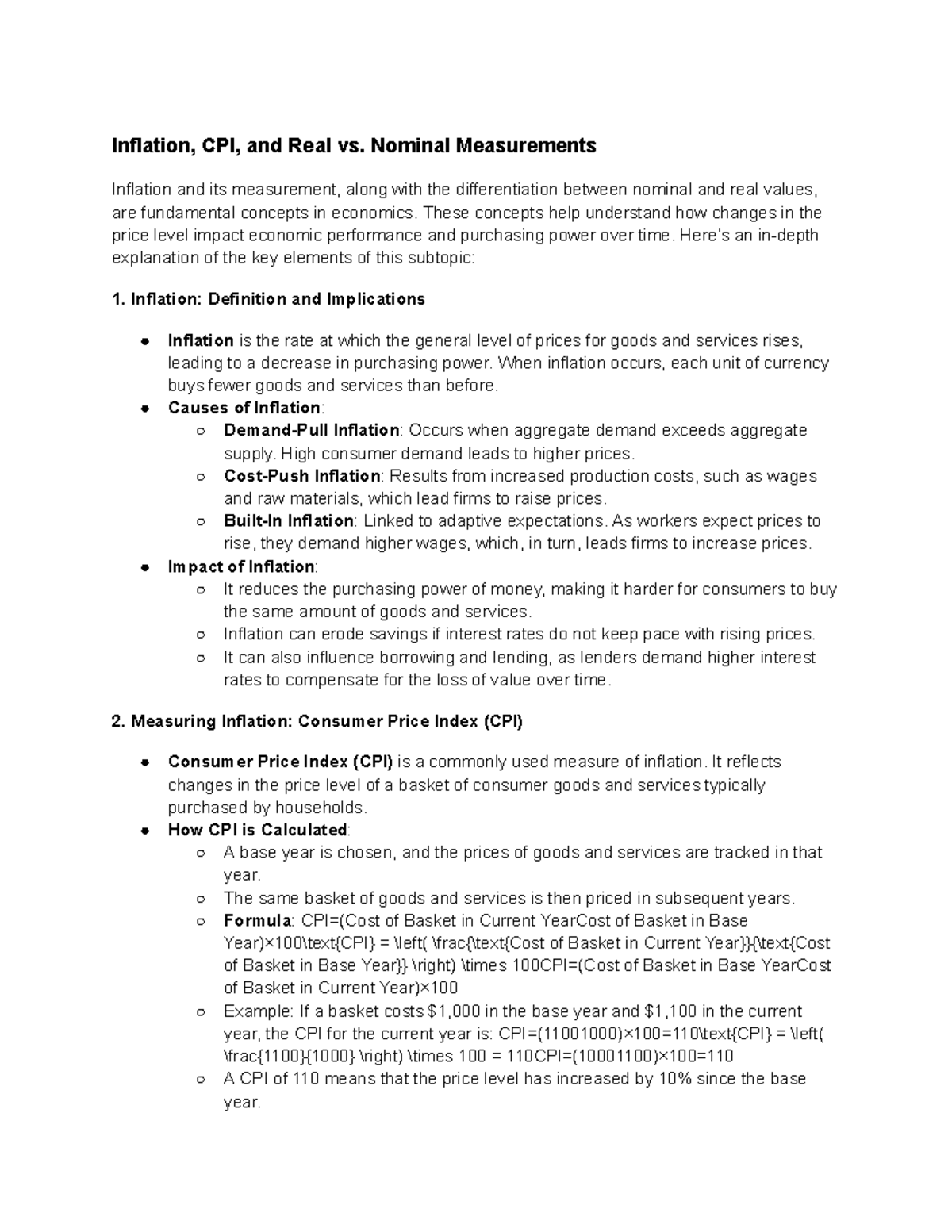 Understanding Inflation, CPI, and Real vs. Nominal Values in Economics ...
