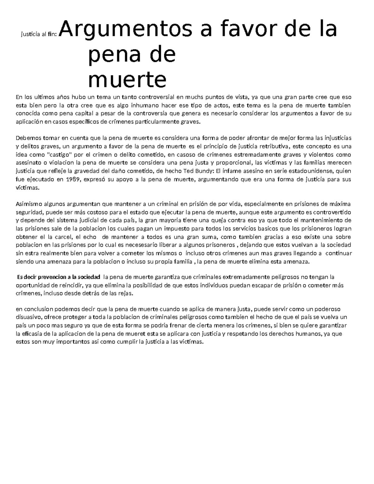 Pena de Muerte: Argumentos a Favor y Consideraciones Éticas - Studocu