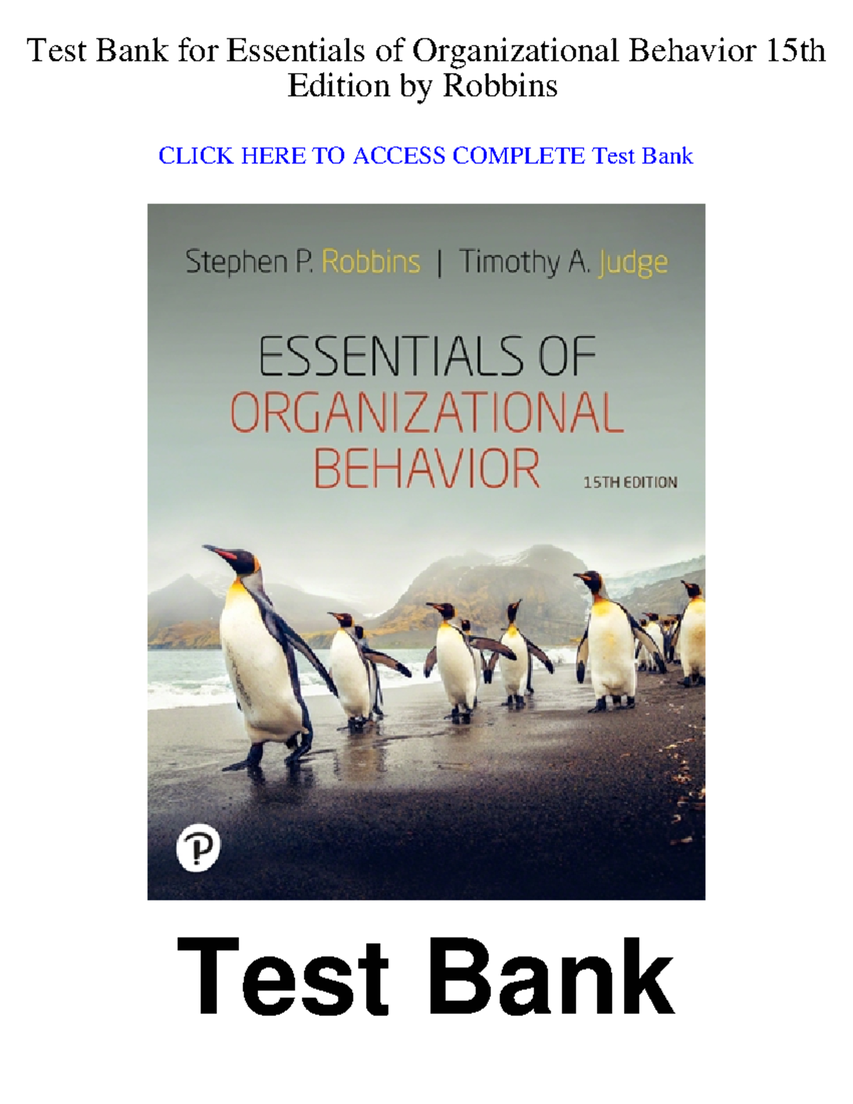 Test Bank - Essentials of Organizational Behavior (15th Ed) by Robbins ...