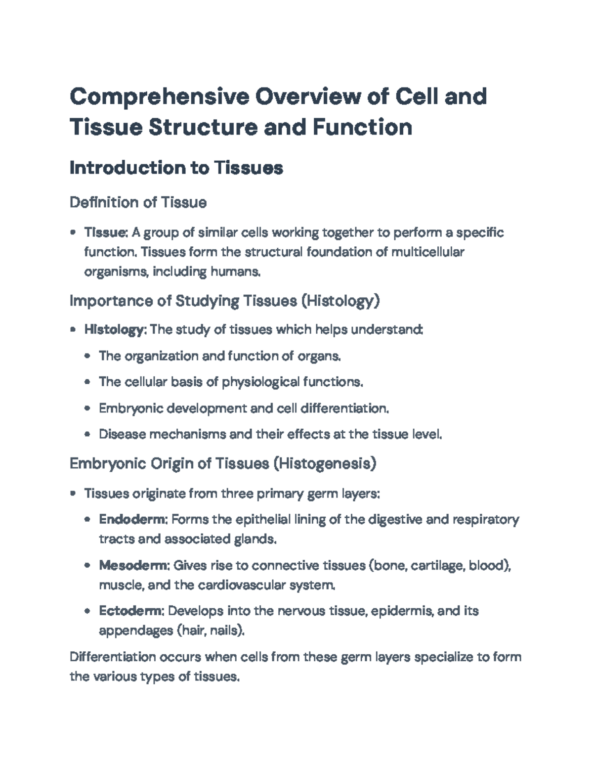 Comprehensive Overview of Tissue Types and Functions in Human Biology ...