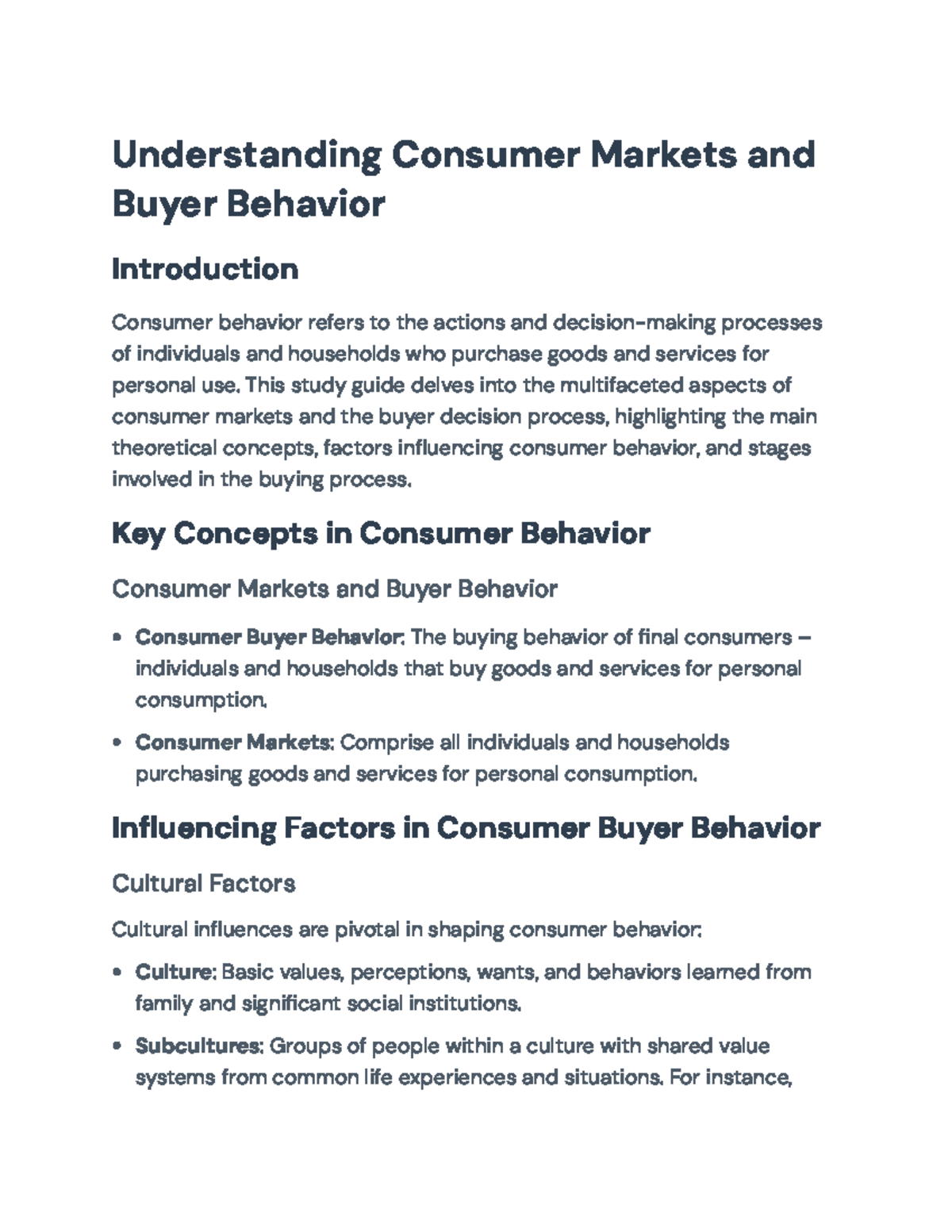 Consumer Markets and Buyer Behavior: Key Concepts and Processes ...