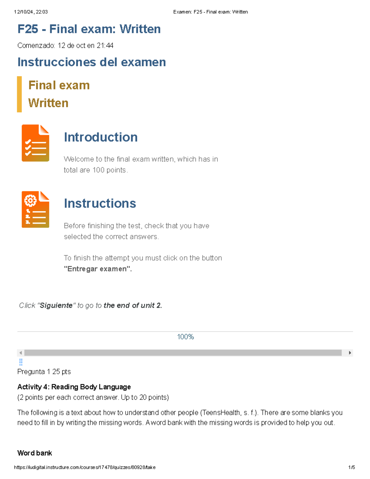 Examen F25: Final Exam Written - Understanding Body Language ...