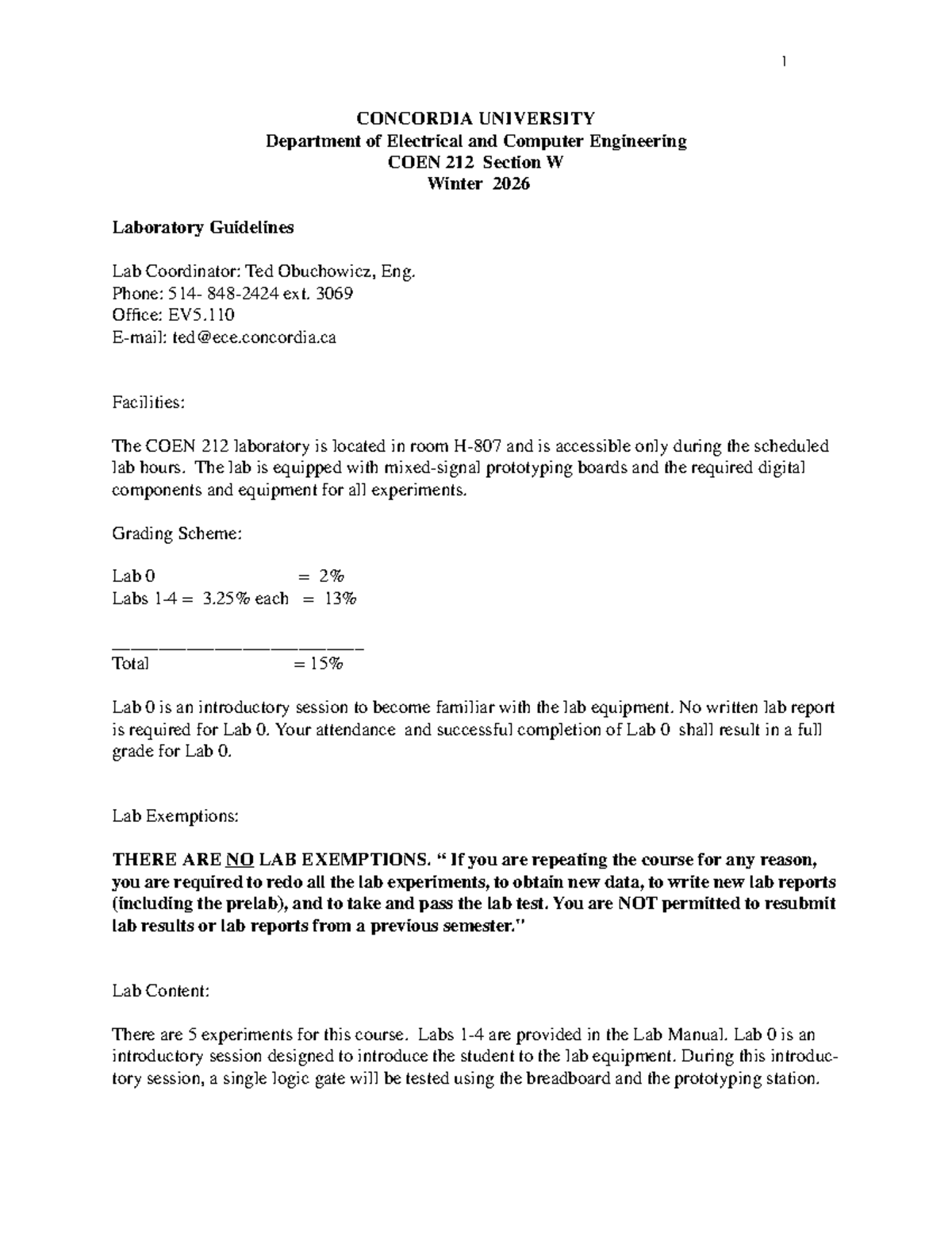 COEN 212 W2026 Lab Guidelines and Policies - Studocu