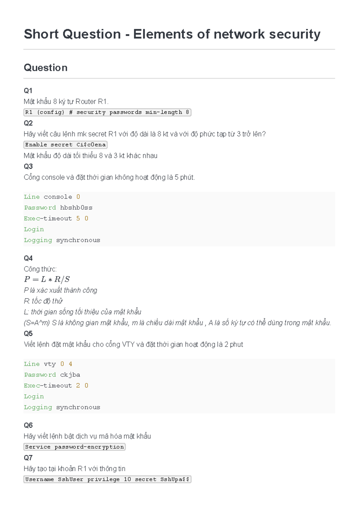 Short Question - Network Security Elements (Final Exam) - Studocu