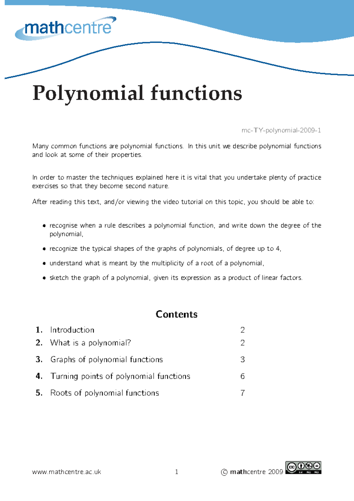 Polynomial Functions: Properties and Graphs (MATH 2009) - Studocu