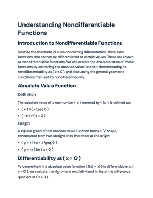 Understanding Nondifferentiable Functions: Theory and Examples ...