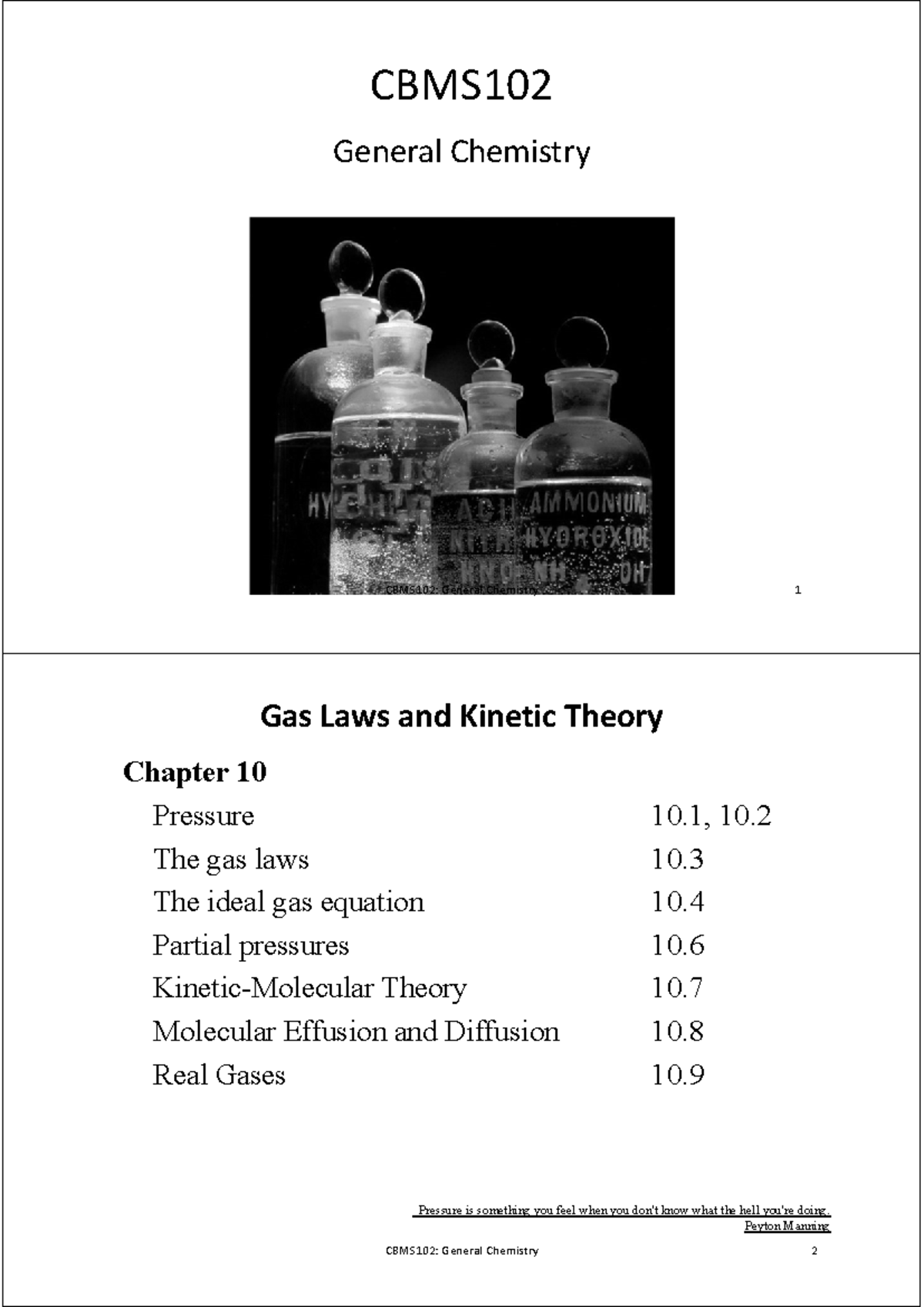 Gas Laws 2015 - Notes on gas laws - CBMS General Chemistry CBMS102 ...