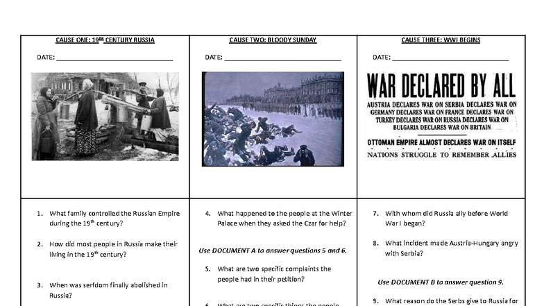 Russian Revolution DBQ Questions: Causes & Key Events - Studocu