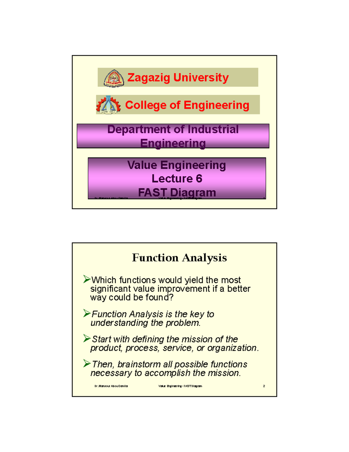 Value Engineering (ENG 301) - Lecture 6: Understanding FAST Diagrams - Studocu