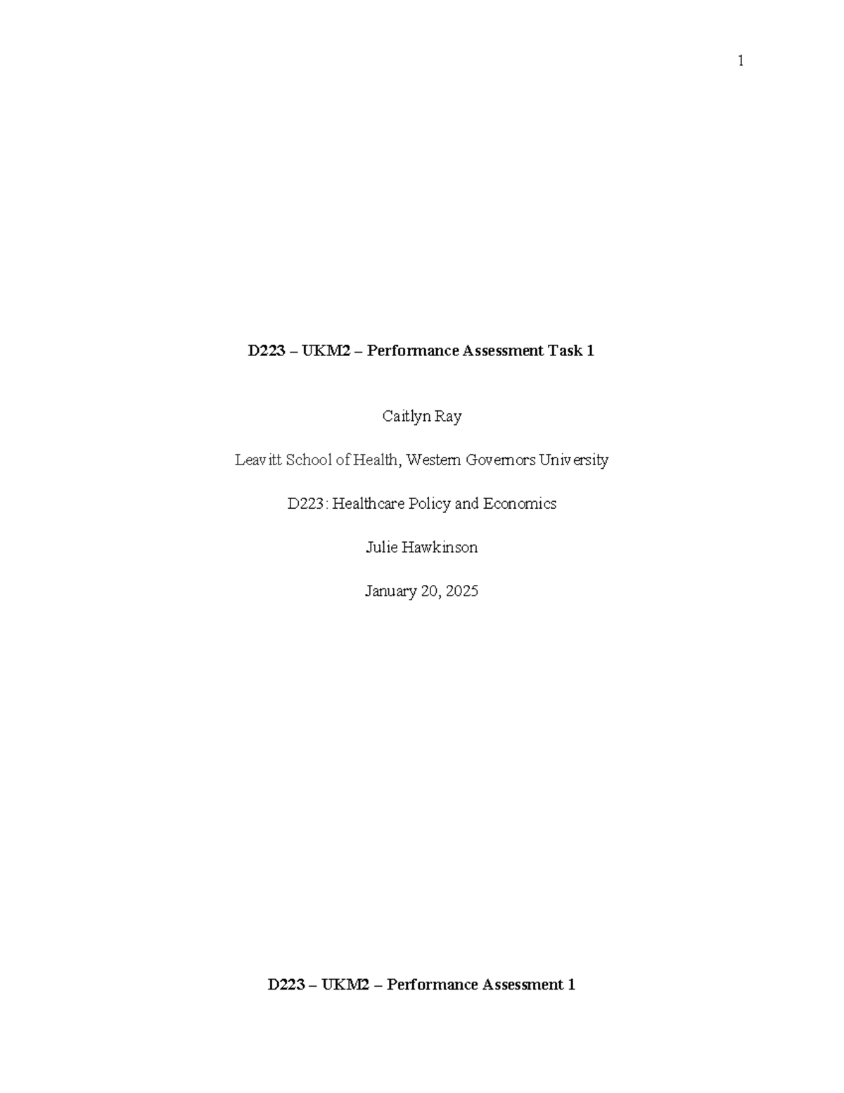 D223 task 1 - Organization Analysis Task - D223 – UKM2 – Performance ...