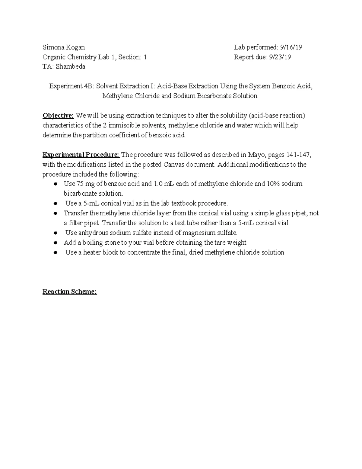 Module-2 lab report - Title: Experiment 4A: Determination of the Partition Coefficient of ...