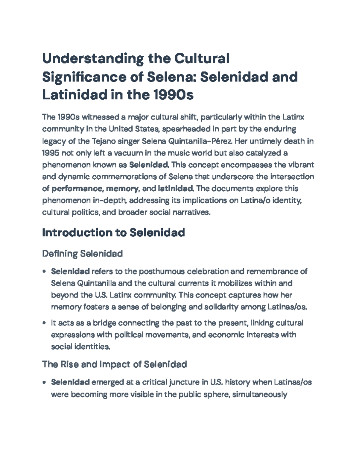 Understanding Selenidad: Cultural Significance of Selena in the 1990s ...