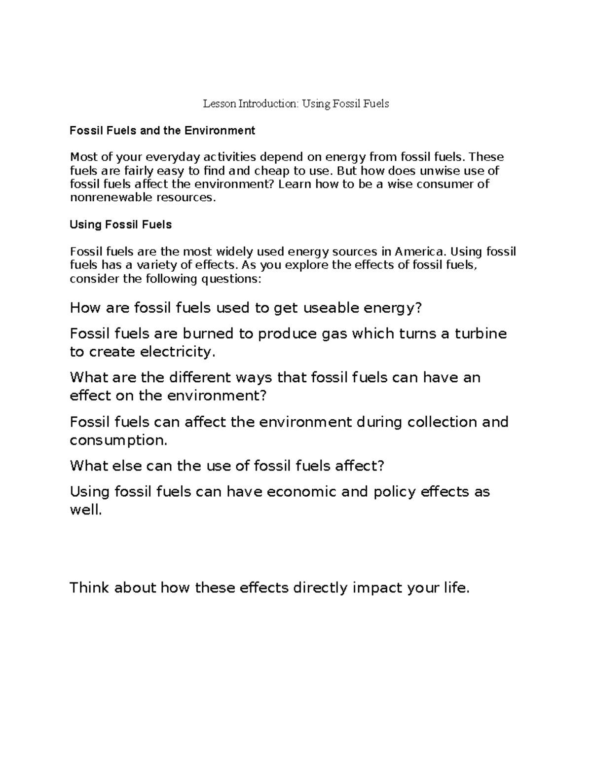 Understanding Fossil Fuels: Environmental Impact and Energy Conversion ...
