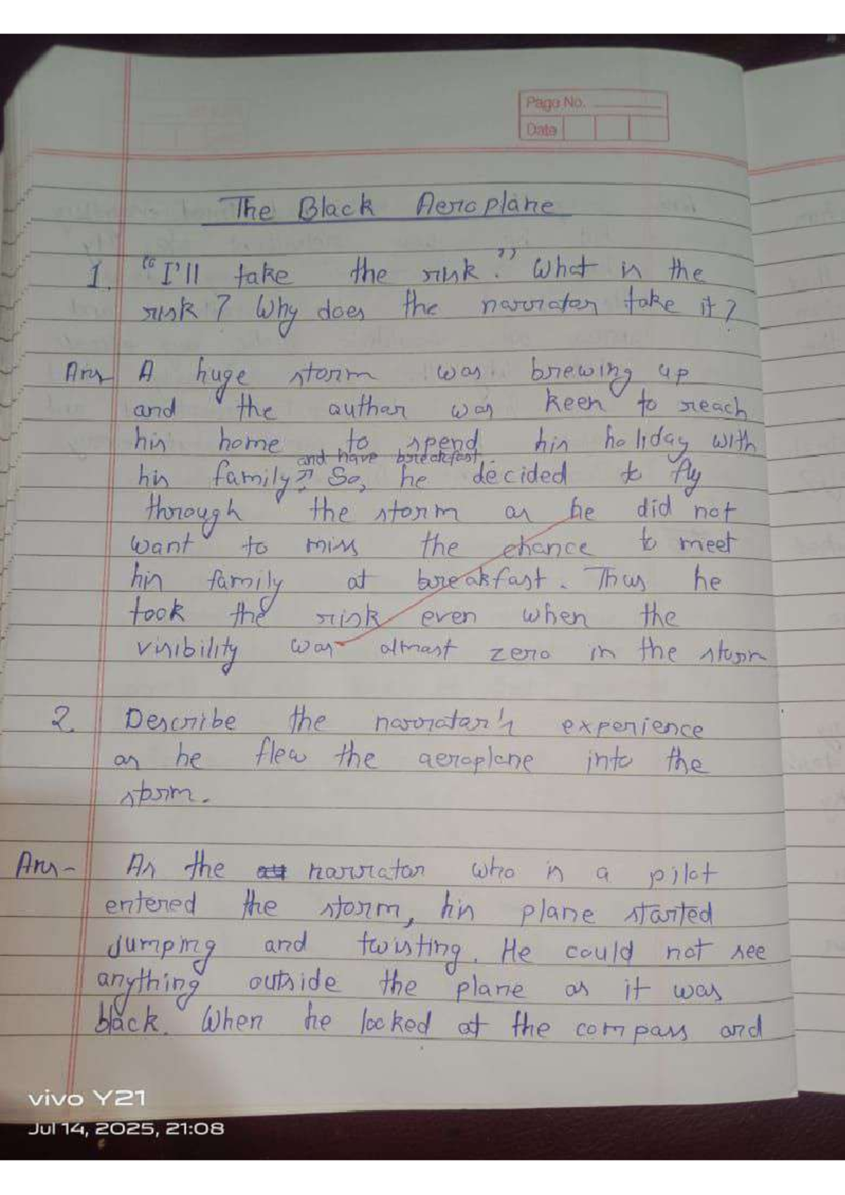 Class 10 Essay Notes: The Black Aeroplane Analysis - Studocu