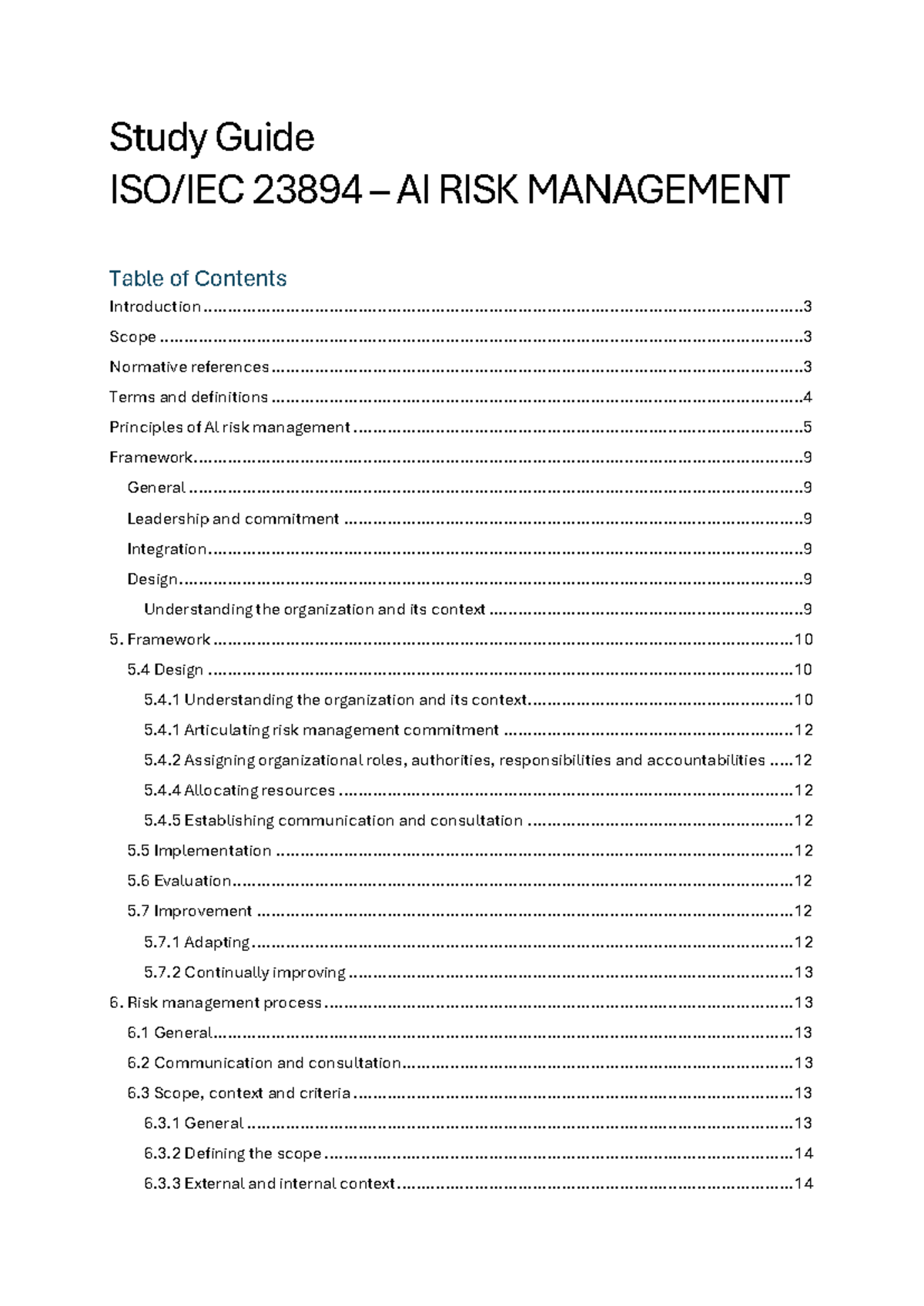 Study Guide ISO 23894: AI Risk Management Overview - Studocu