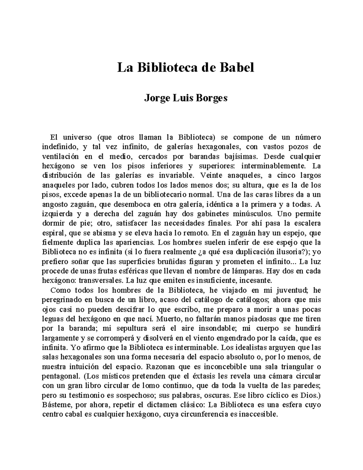Babel - Es un texto literario - La Biblioteca de Babel Jorge Luis ...