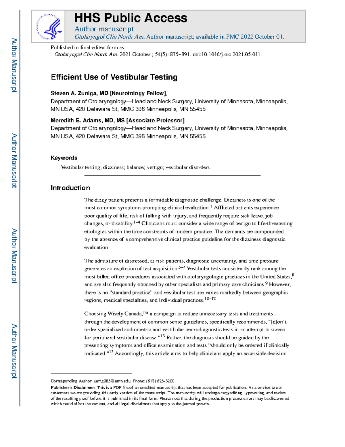 Efficient Use of Vestibular Testing in Otolaryngology: Insights and ...