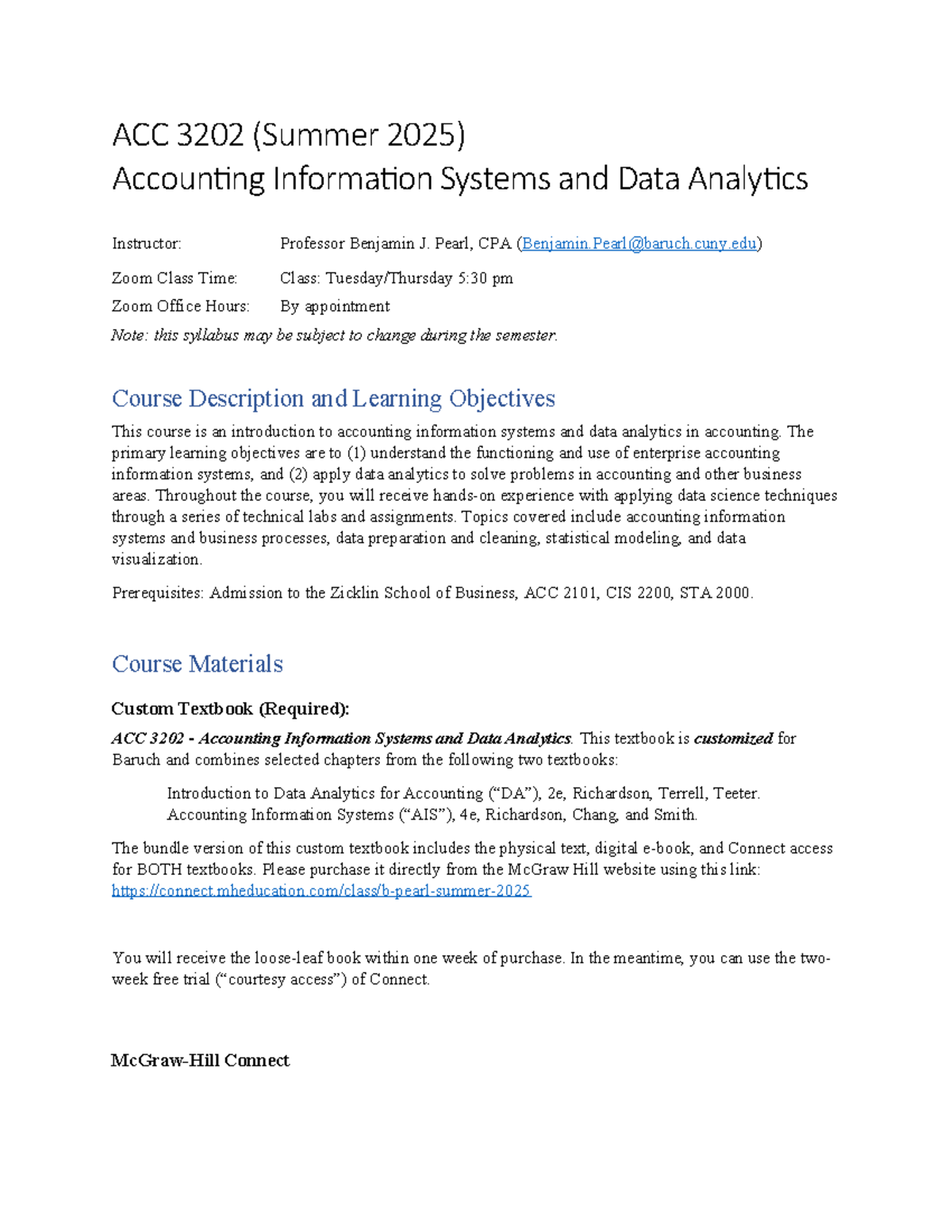 ACC 3202 Syllabus: Accounting Info Systems & Data Analytics (Summer ...