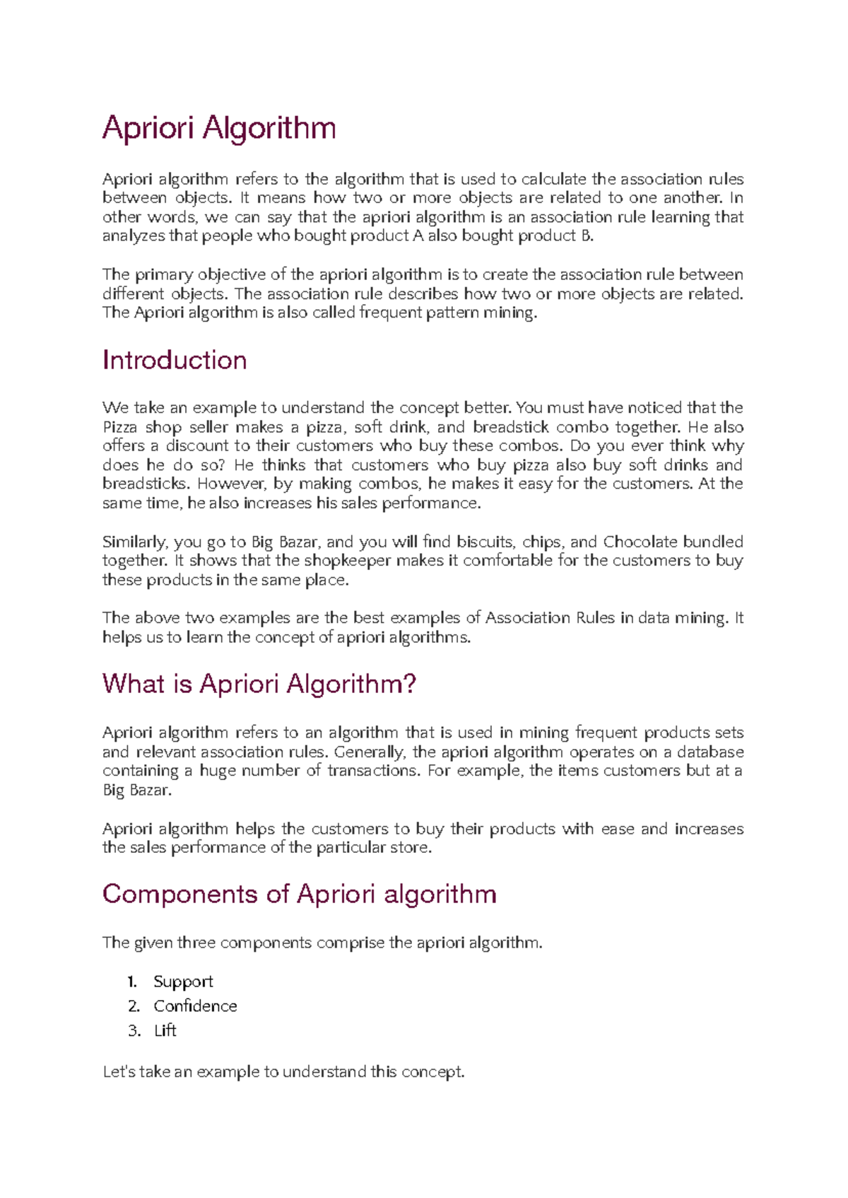 Apriori Algorithm: Understanding Association Rules in Data Mining - Studocu