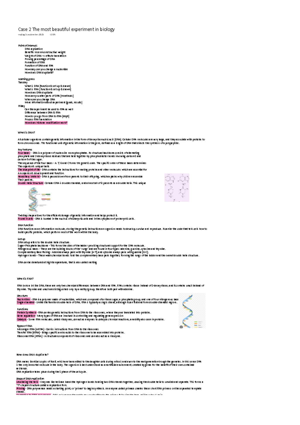 Case Study 2: The Beautiful Experiment of DNA Replication - Studeersnel