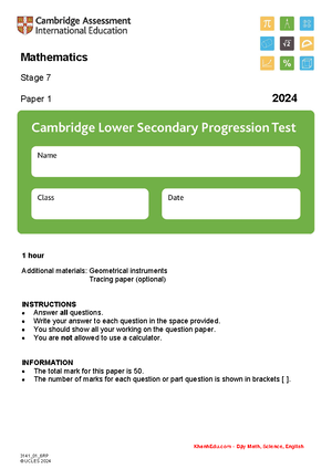 Cambridge LS Mathematics 7 workbook answers - CAMBRIDGE LOWER SECONDARY ...