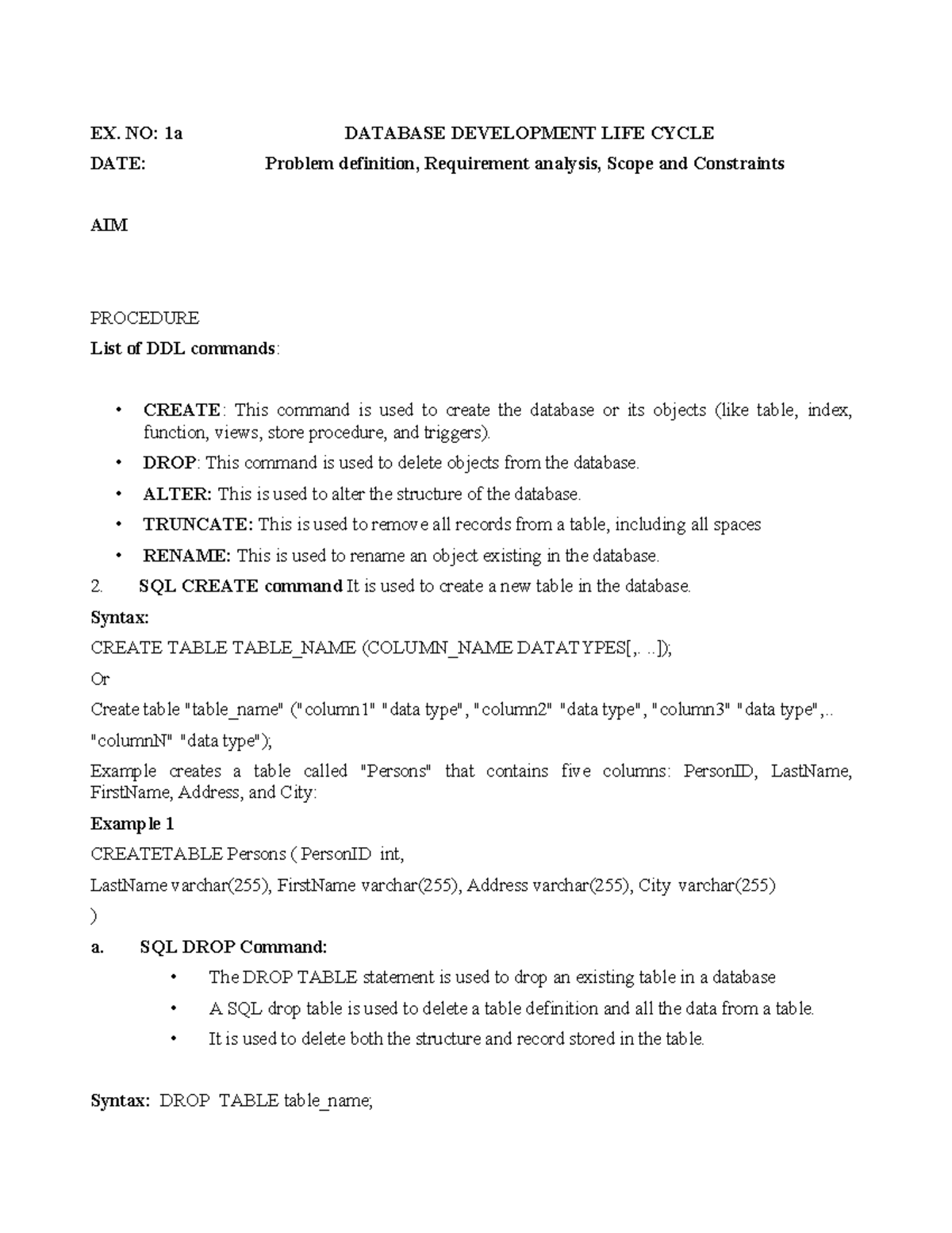 Database Development Lifecycle - DDM Lab Manual & SQL Commands Guide ...