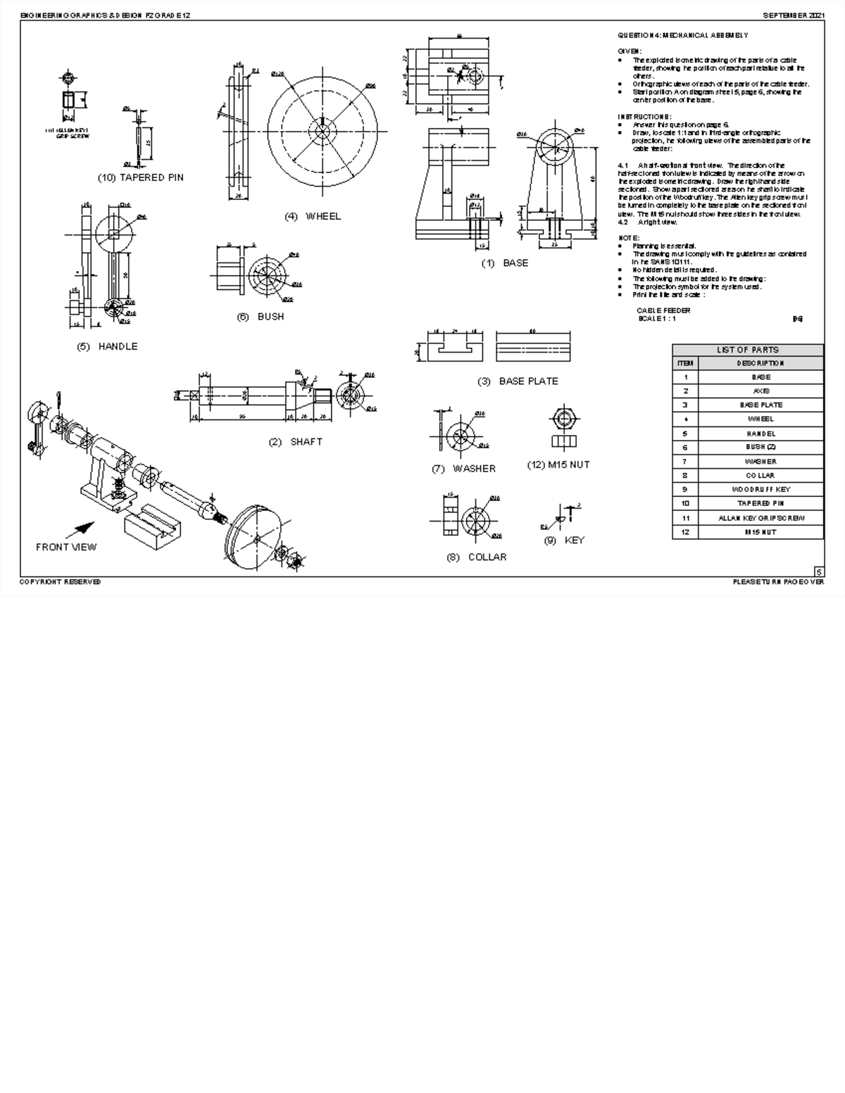 EGD P2 - Sept 2021 - Grade 12 Engineering Graphics Assignment - Studocu