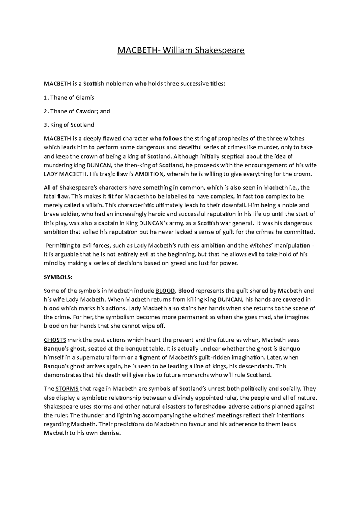 Macbeth Character Sketch - MACBETH- William Shakespeare MACBETH is a ...