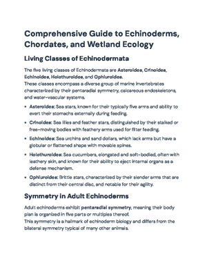 Echinodermata and Chordata: Key Concepts Study Guide (Biology 101 ...