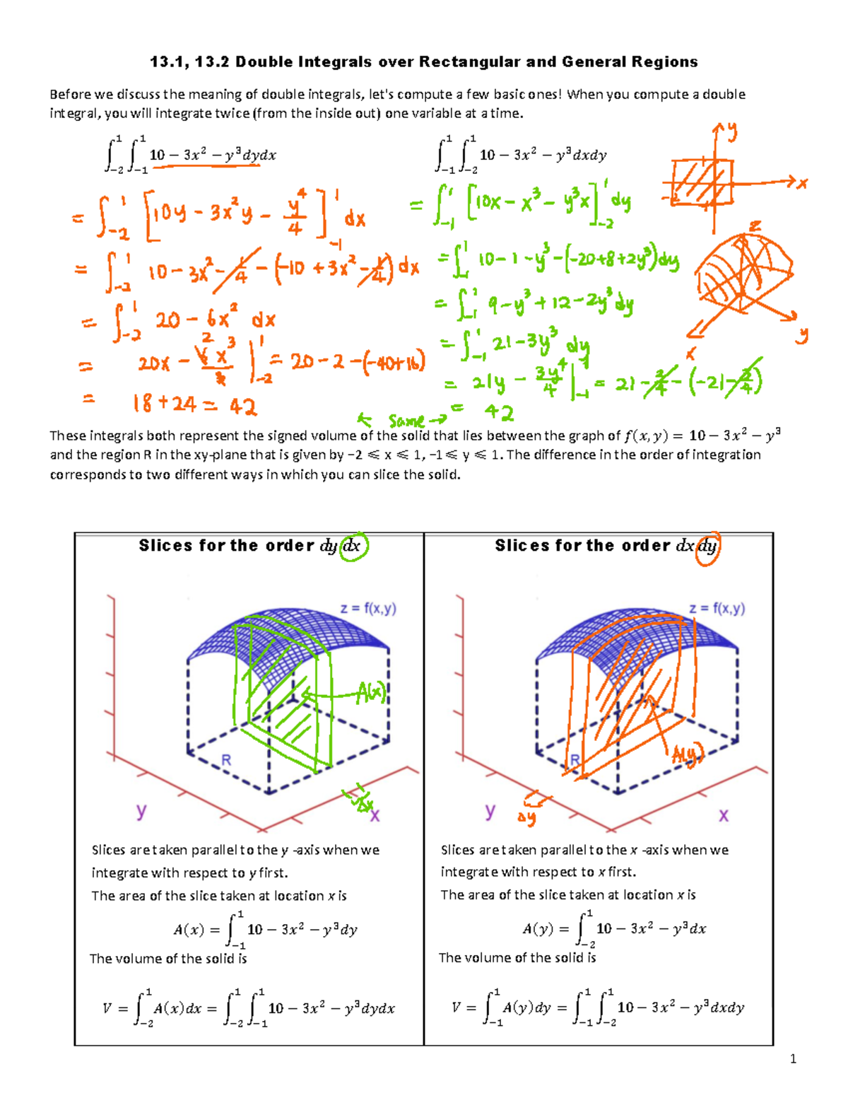 13 - Chapter 13.1-13.3 Review - 13, 13 Double Integrals over ...