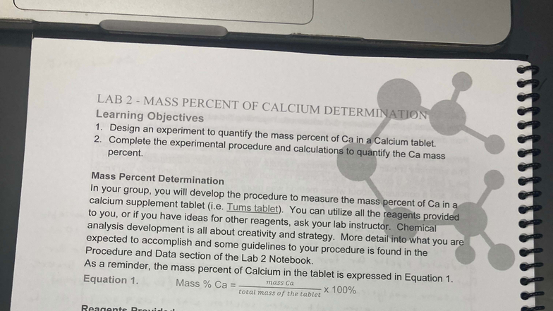 Lab 2: Mass Percent Measurement of Calcium in Supplements - Studocu
