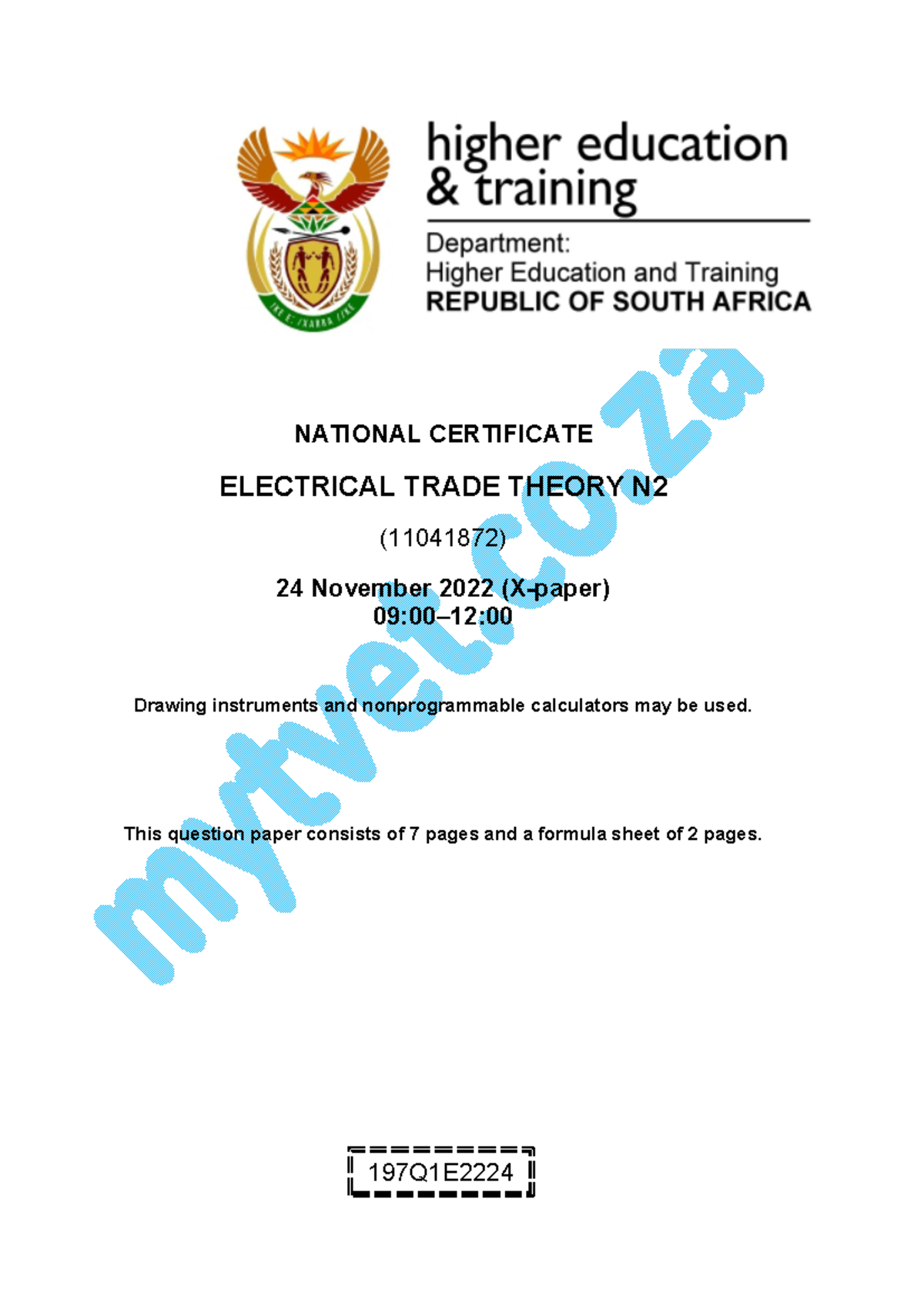Electrical Trade Theory N2 Nov 2022 Exam Paper (11041872) - Studocu