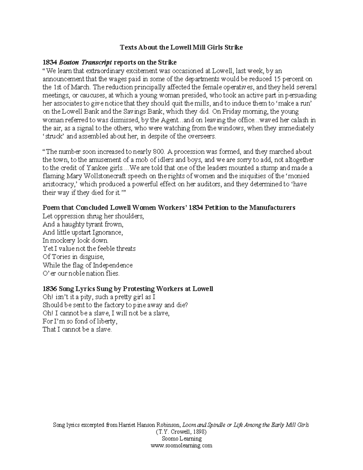 Lowell Mill Girls Strike 1834: Boston Transcript Reports & Insights ...