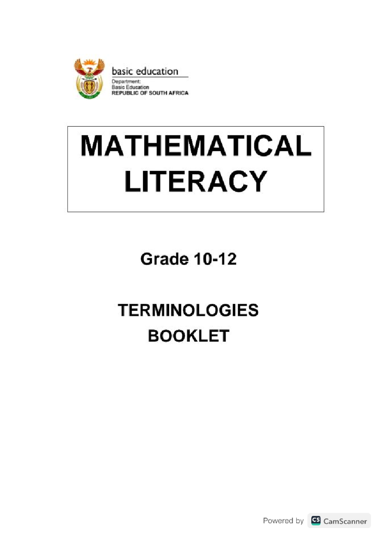 Mathematical Literacy Terms: A Comprehensive English Guide - Studocu