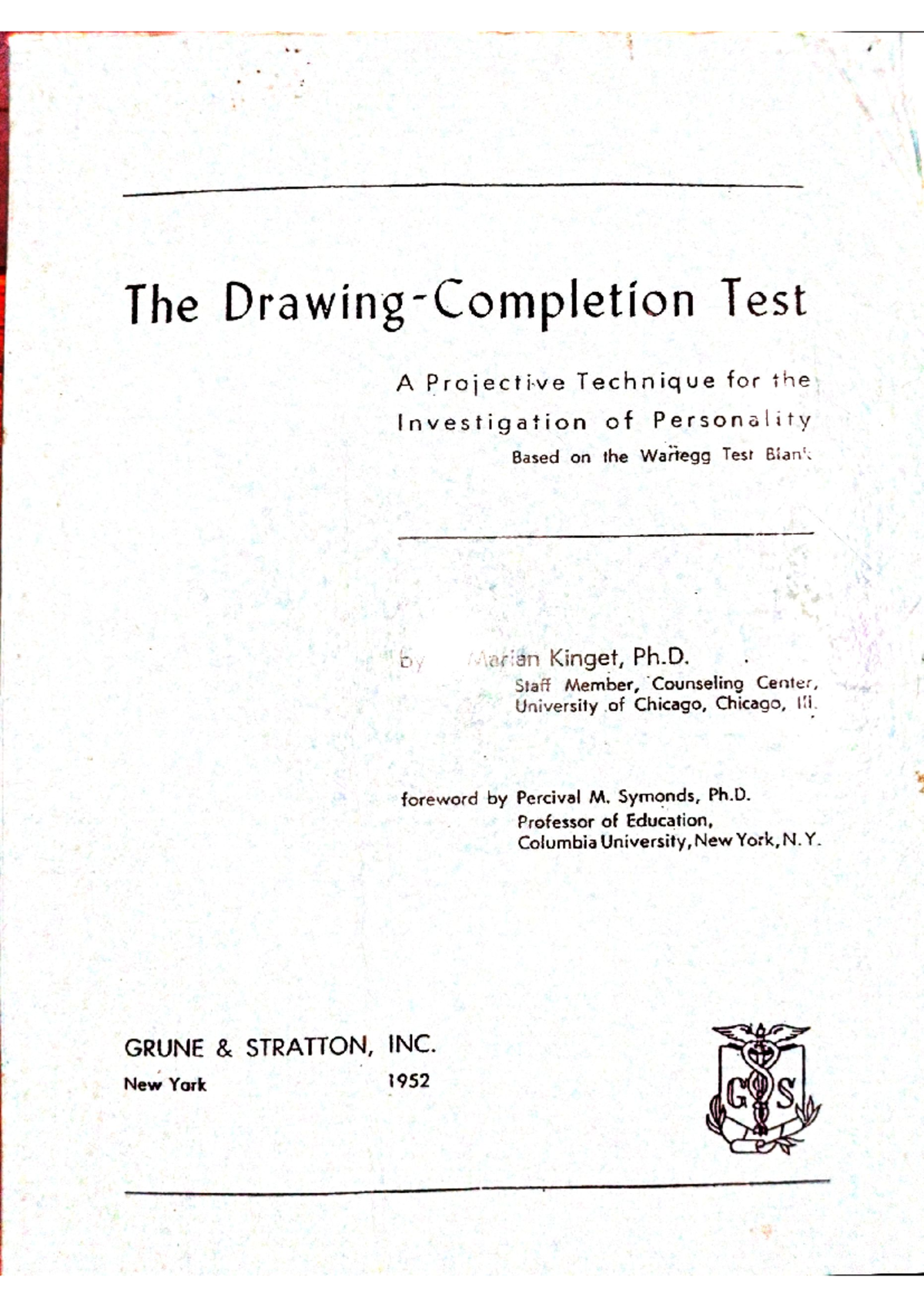 Drawing-Completion Test Analysis by G. Marian Kinget, Ph.D. - Studocu
