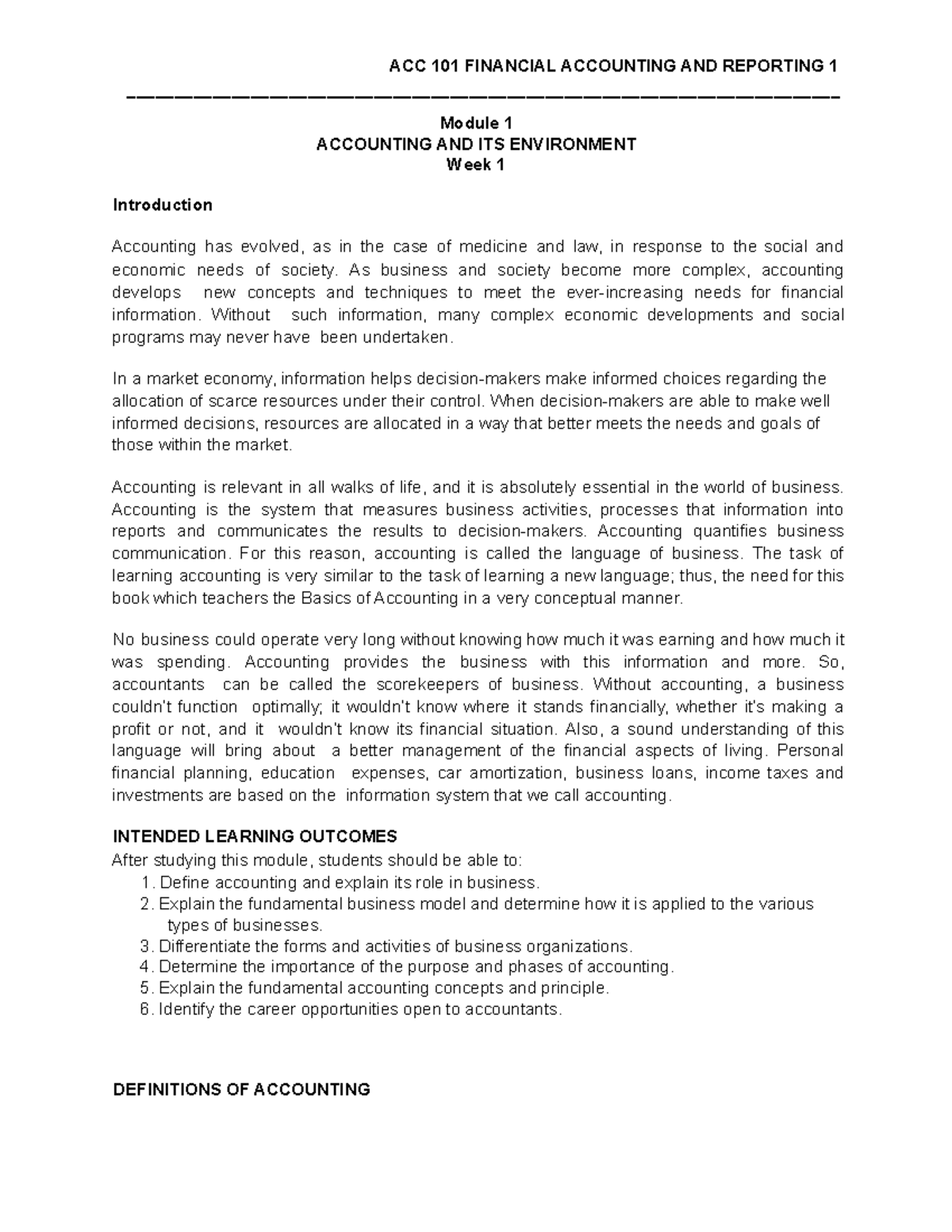 ACC 101 Financial Accounting: Concepts, Principles & Applications - Studocu